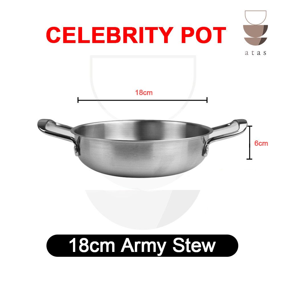 KOREAN ARMY STEW Stainless Steel Budae Jjigae Ramen Pot Gold Steamboat ...