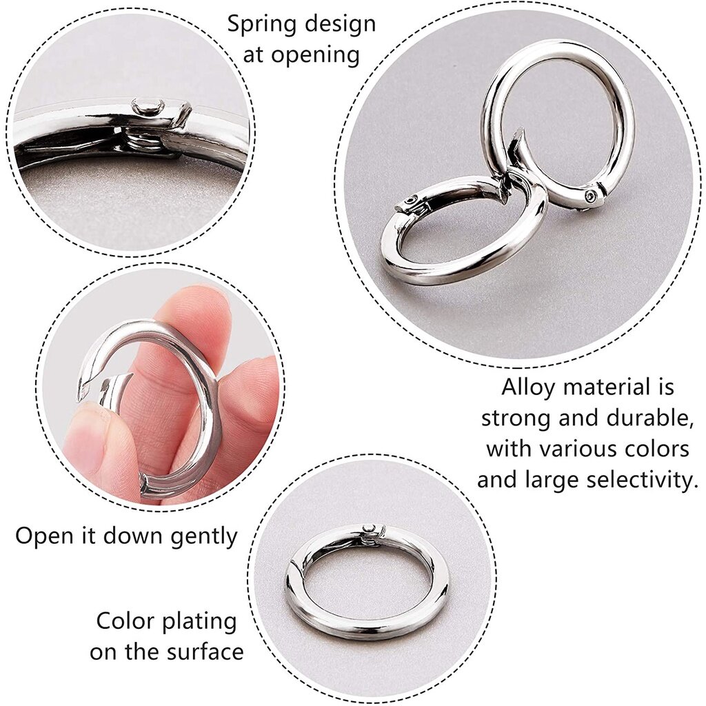 12pcs Round Spring Snap Hooks Clip DIY Accessories for Handbag Purse ...
