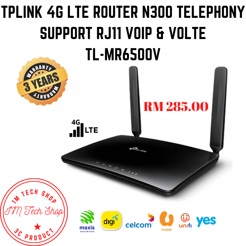 TPLINK 4G LTE ROUTER N300 TELEPHONY SUPPORT RJ11 VOIP & VOLTE TL ...