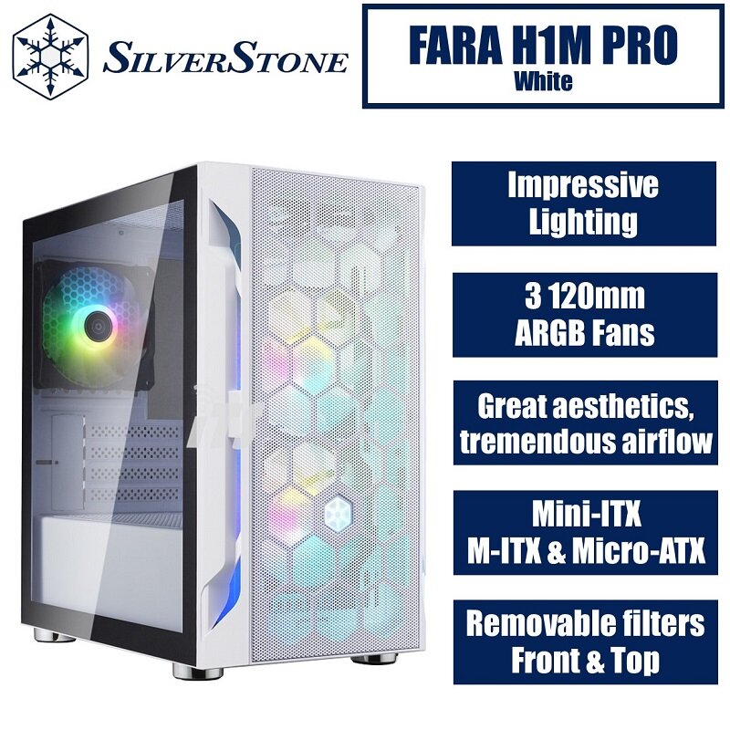 Silverstone FARA H1M PRO Micro-ATX Gaming Chassis w/ARGB Lighting ...
