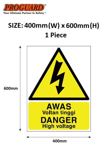 "Voltan Tinggi / High Voltage" Safety Warning Sign Indoor Outdoor ...