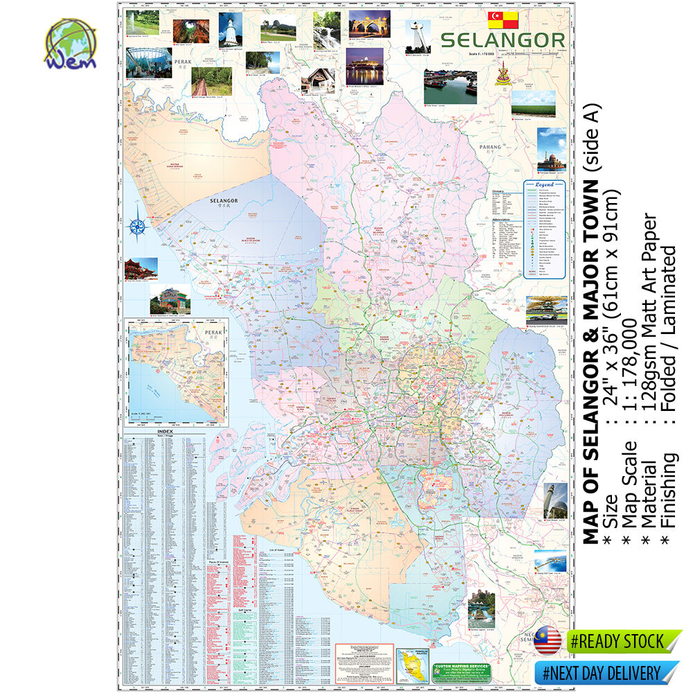 State & Major Cities Map of Selangor / Peta Panduan Jalan & Lebuhraya ...