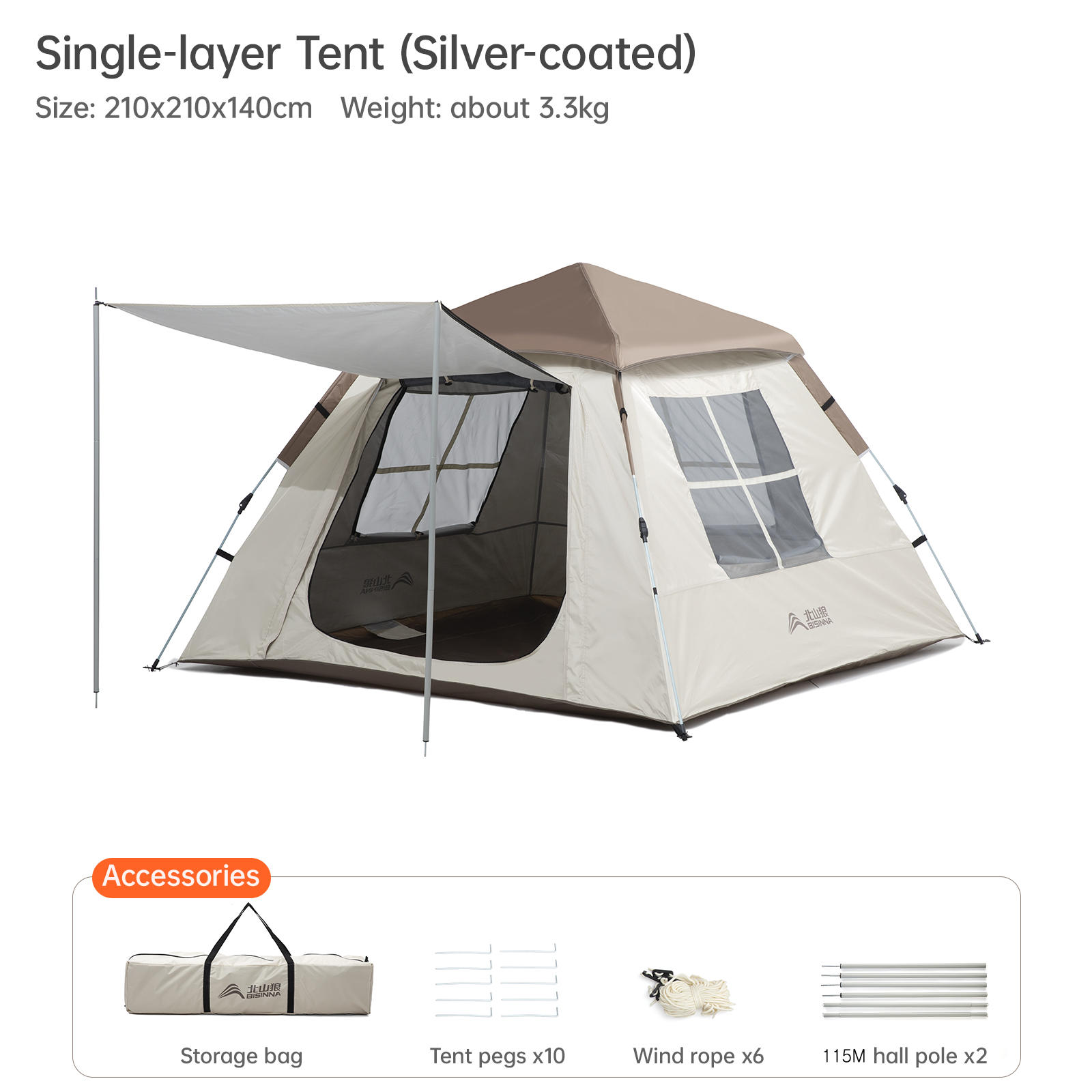 BSWolf Automatic Tent 3-4 Person Waterproof Camping Tent Easy Instant Setup Portable Large Hall ...