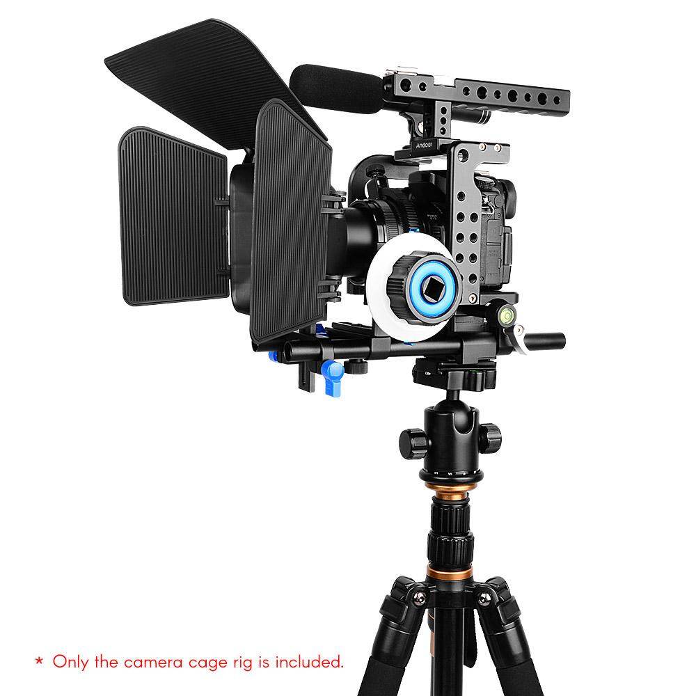 Andoer Video Camera Cage Rig Stabilizer with Top Handle Baseplate 15mm ...