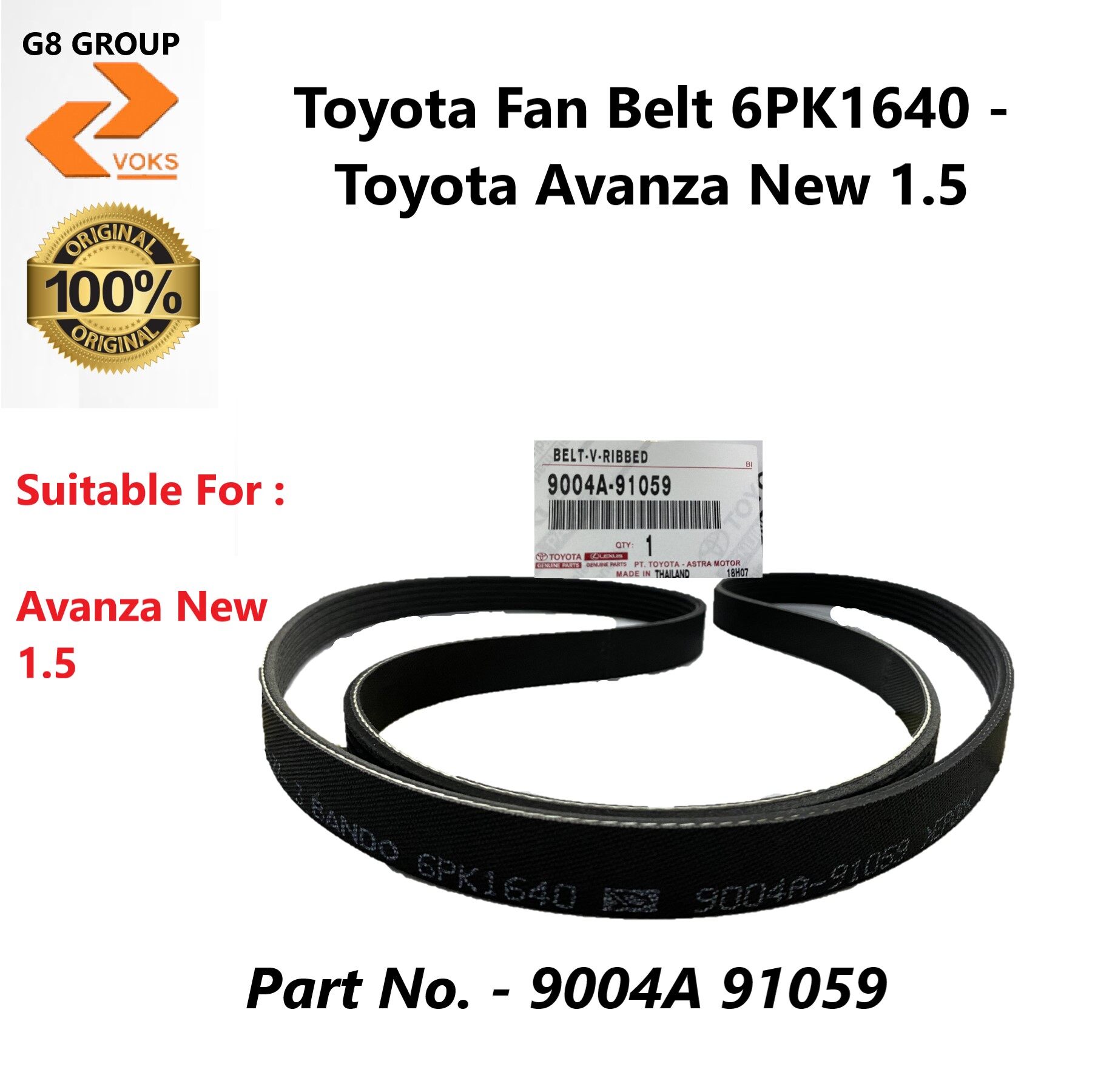 Toyota Fan Belt 6PK1640 - Toyota Avanza 1.5 New ( 9004A 91059 ) | Lazada