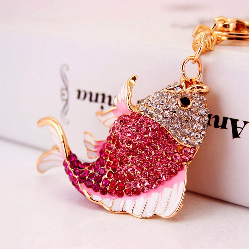 Korean creative cute carp keychain ladies bag accessories red ...