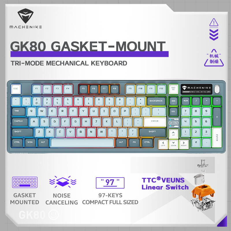 MACHENIKE GK80 mechanical keyboard Tri-mode bluetooth wireless keyboard ...