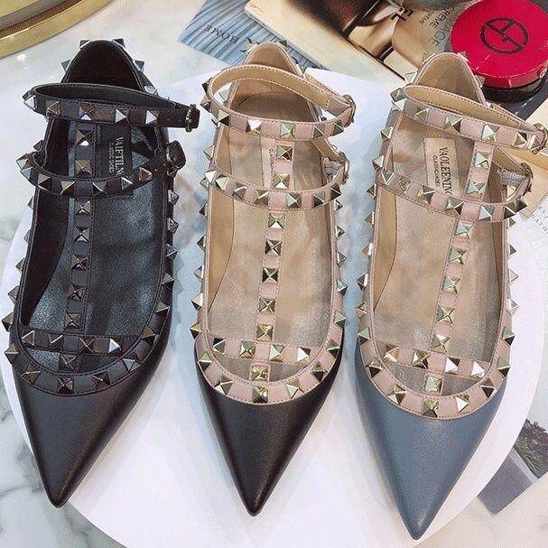Endur V Rivet Flat Shoes 2022 Early Spring New Pointed Toe Strap ...