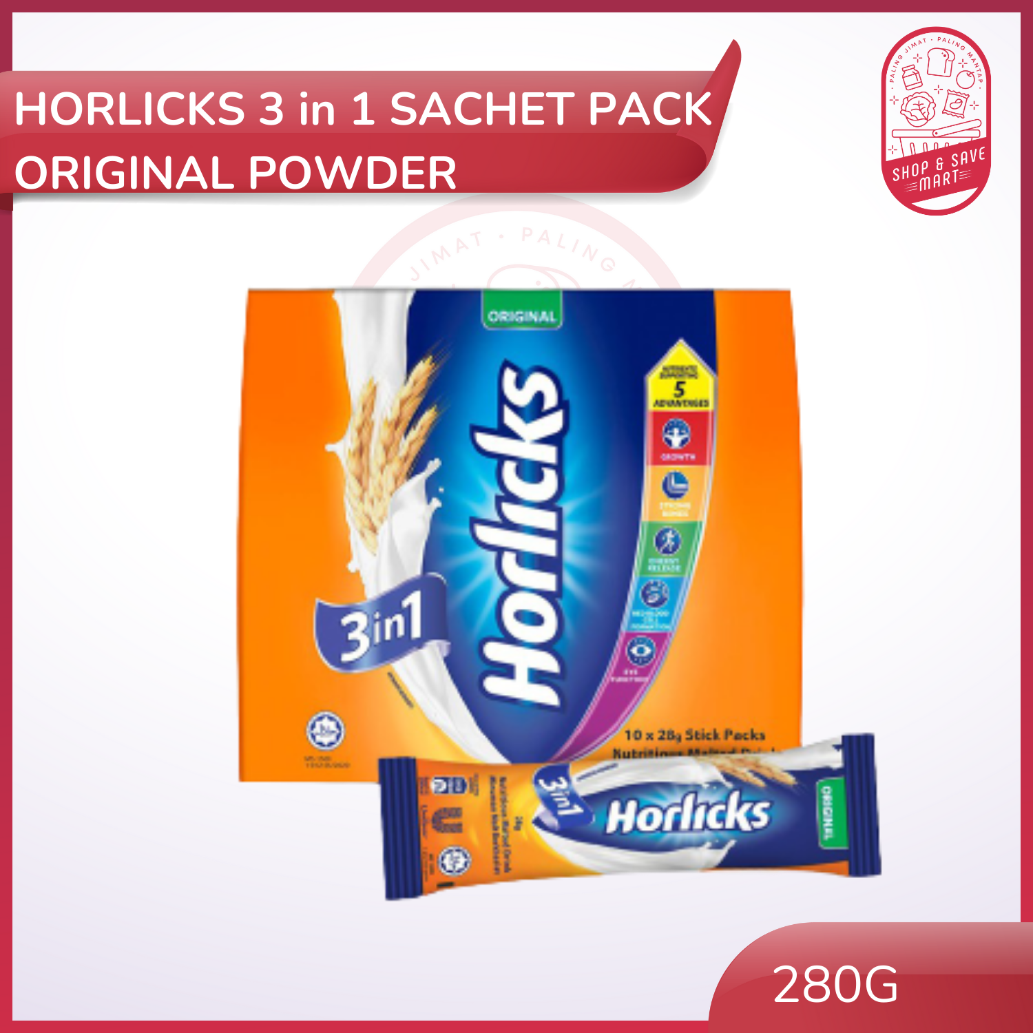Horlicks 3 in 1 Stick Packs Original Powdered Malt Drink (10s x 28g ...