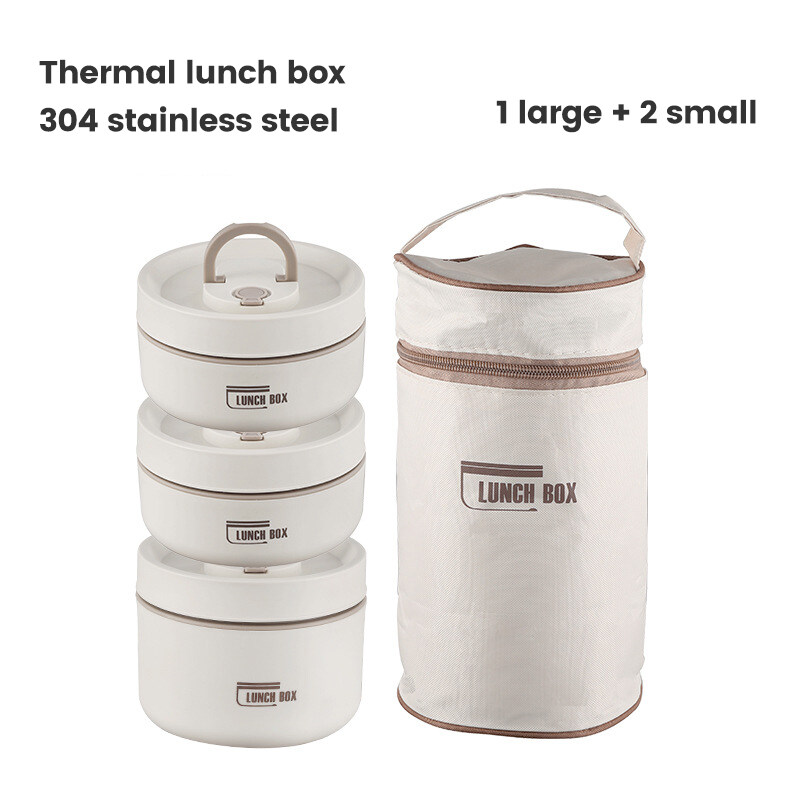 Portable Insulated Lunch Box Set Stackable Bento Lunch Box Stainless ...