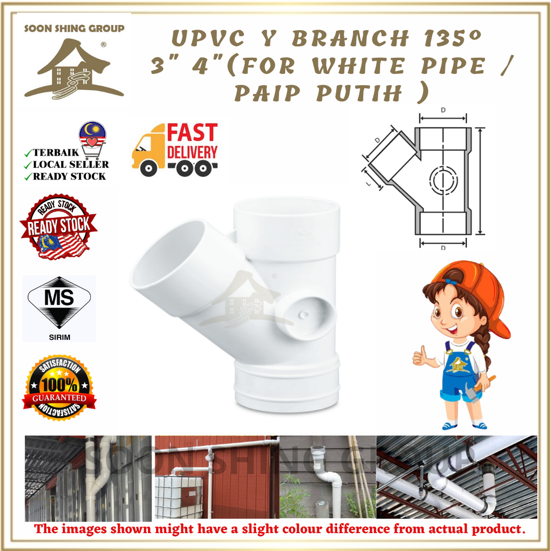 UPVC Y BRANCH 135º 3" , 4"(For White pipe / Paip Putih ) | Lazada