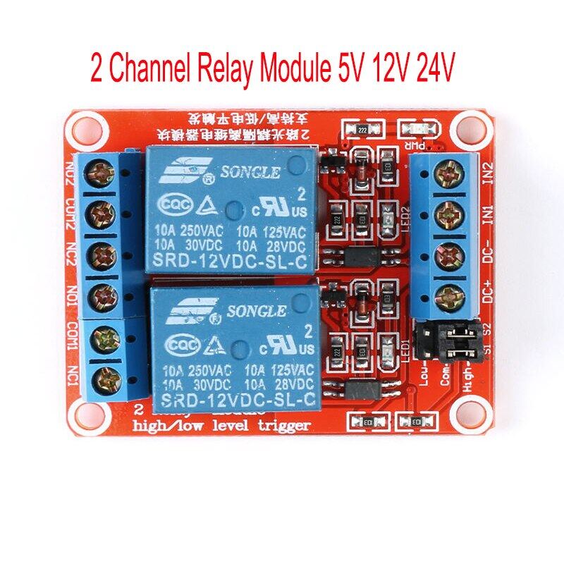 5v 12v 24v 2 Channel Relay Module High And Low Level Trigger Relay ...