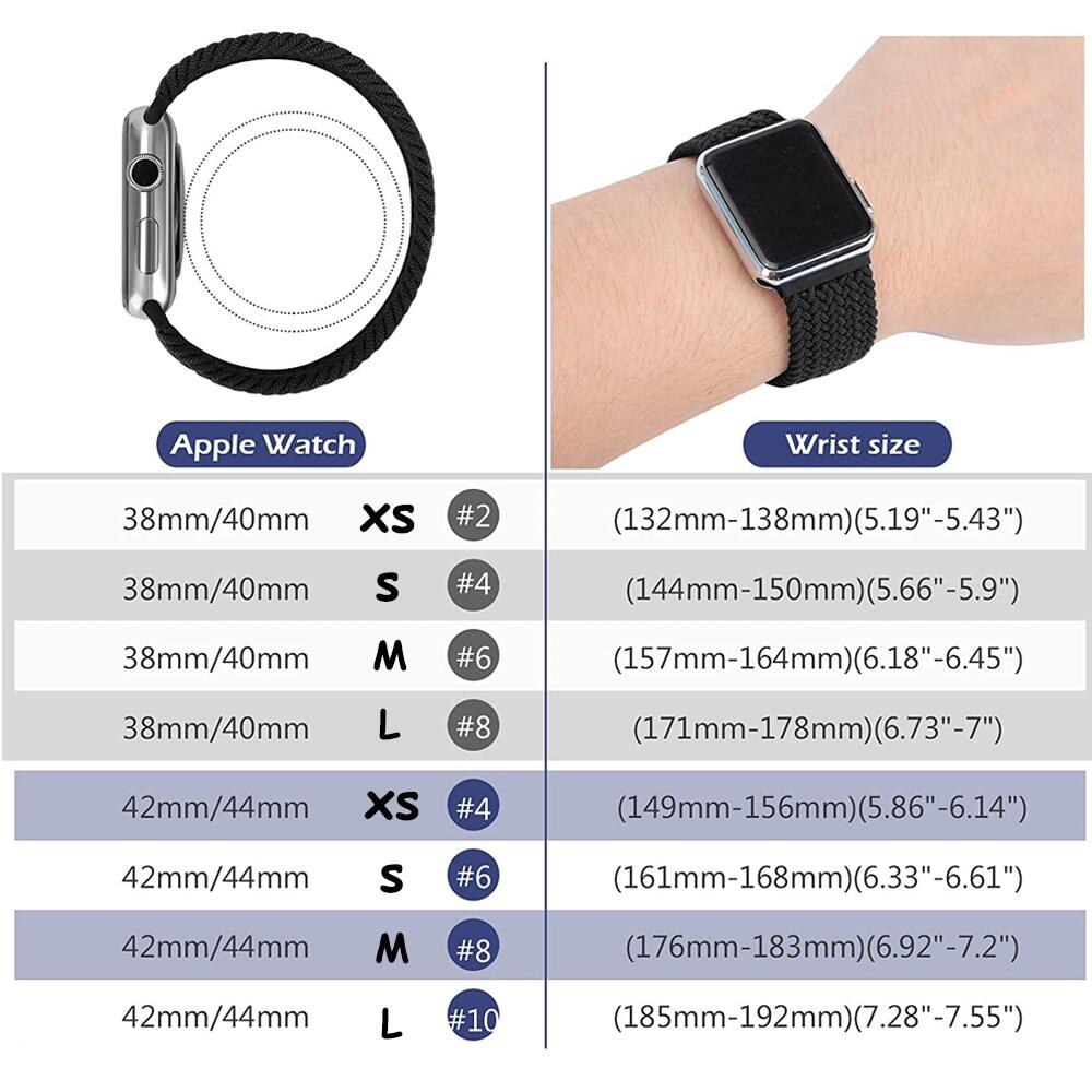 Nylon Braided Solo Loop fabric Strap For Apple Watch band 44mm 40mm ...