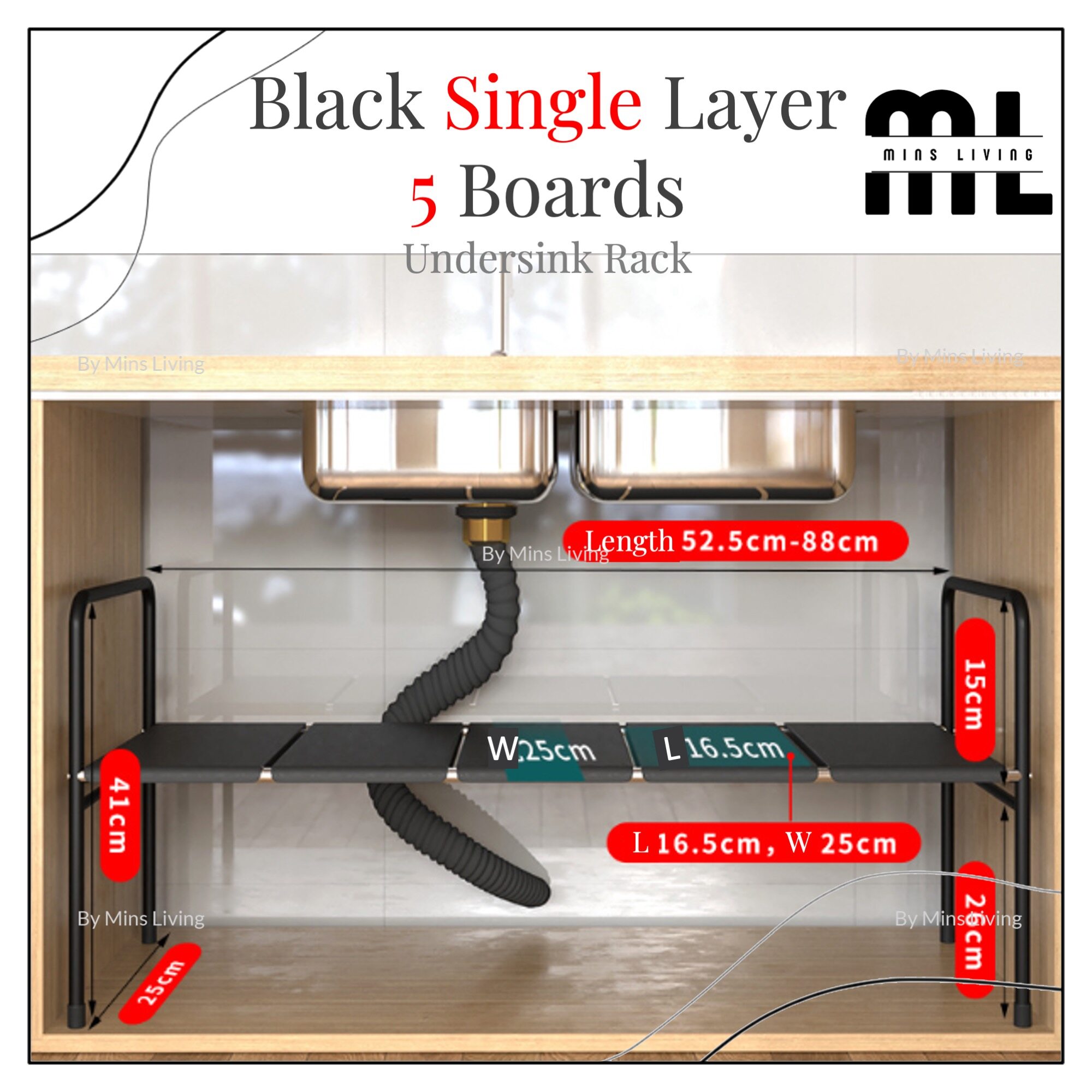 Rak Dapur Bawah Sinki Under Sink Cabinet Pot Rack Kitchen Organizer ...