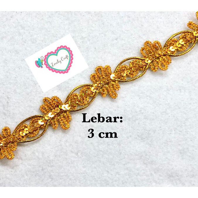Metallic Gold Lace/Sequins Lace/Renda Emas/Lace Baju Tradisional ...