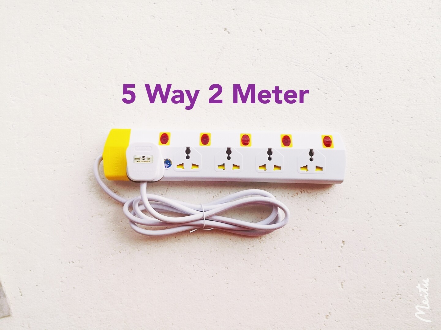 2 Way / 3 Way / 4 Way / 5 Way Universal Extension Socket 2 Meter ...