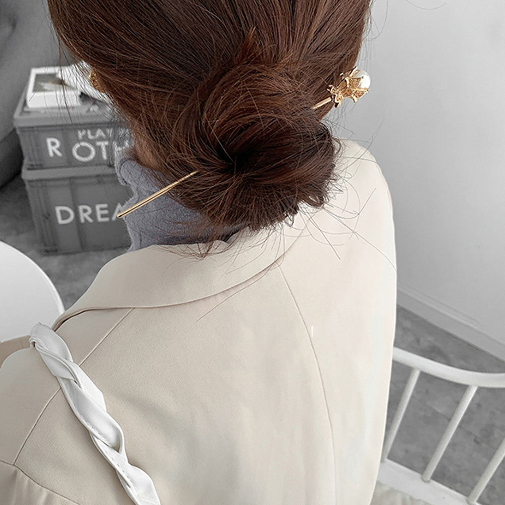 HHGY ผู้หญิงที่สง่างามวินเทจไข่มุกโลหะสไตล์จีนปิ่นปักผมเครื่องประดับผม ...