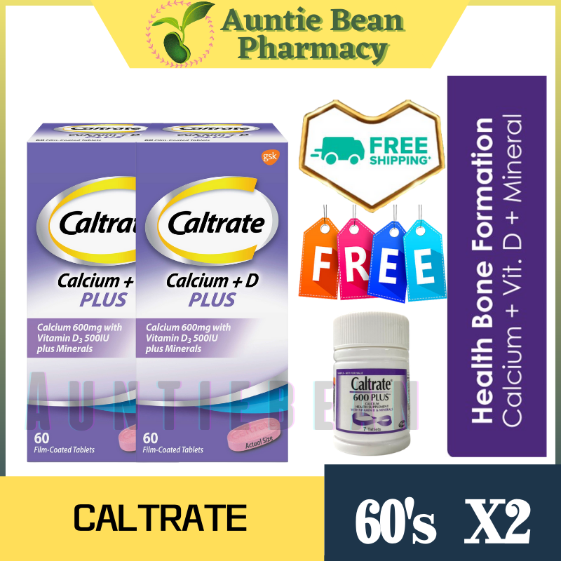 [ FREE SHIPPING ] Caltrate 600 Plus [ 60 Tablets X 2 BOTTLE ] EXP:02/ ...