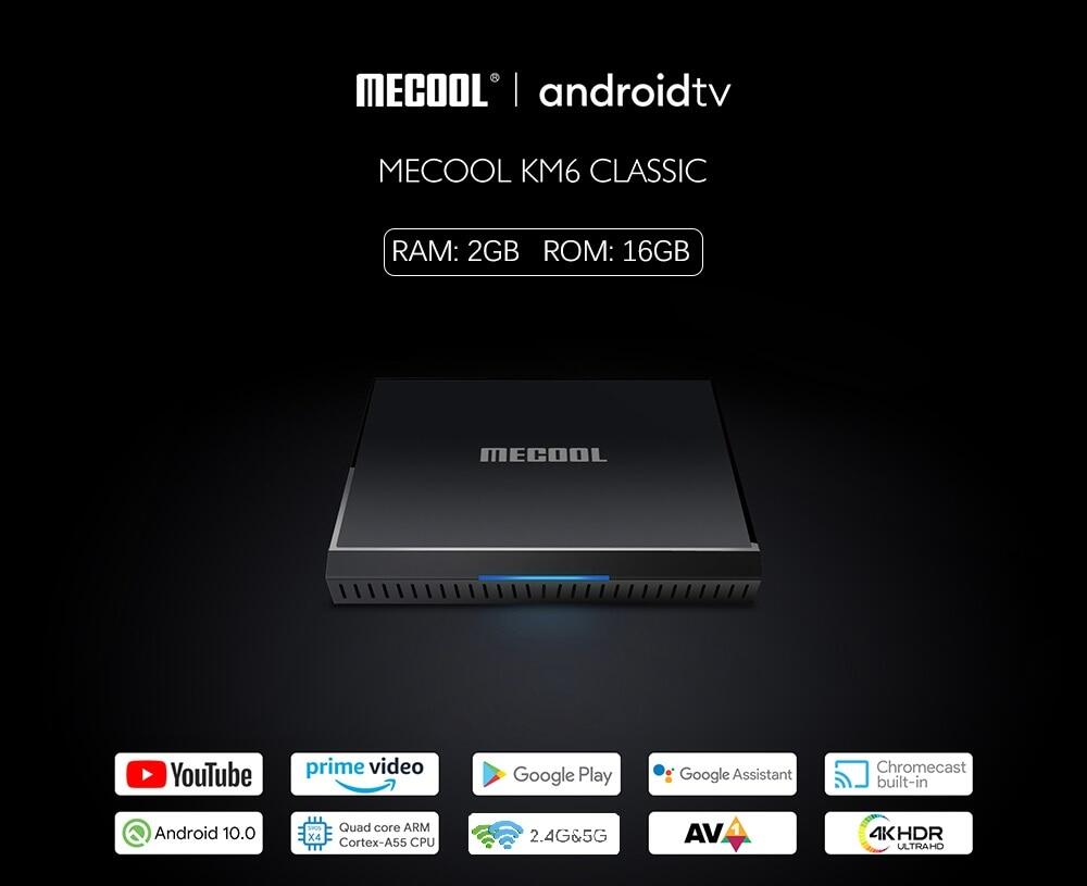 ทั่วโลก4กิกะไบต์64กิกะไบต์ KM6 Mecool รุ่นดีลักซ์กล่องทีวี Android 10 Amlogic S905X4 Google ...
