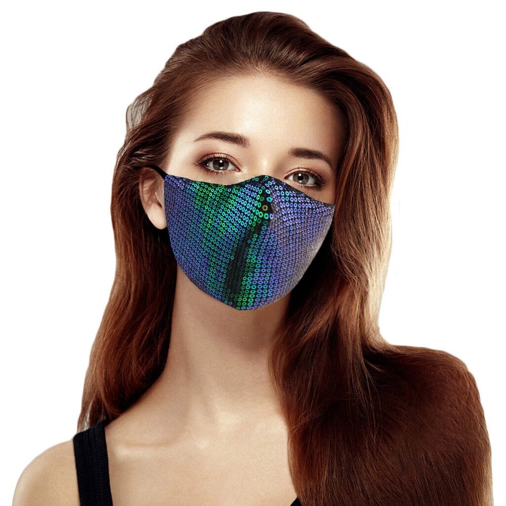 11PC Women Sequins Cotton Mask Washable Breathable Mask Festival Mask ...