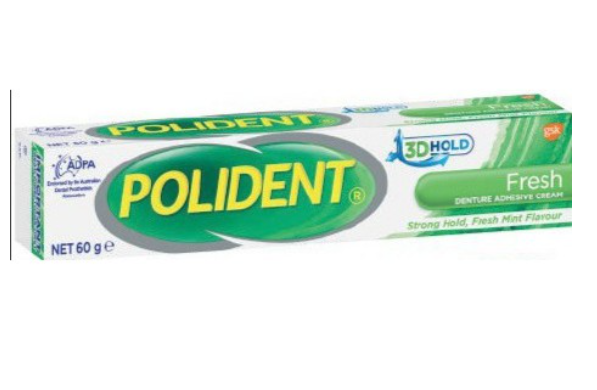 POLIDENT DENTURE ADHESIVE TEETH FIXATIVE 60G (FRESH MINT/ FLAVOUR FREE ...