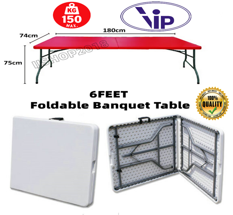 6FT Foldable Banquet Table Event / Catering / Hall / Buffet Folding ...