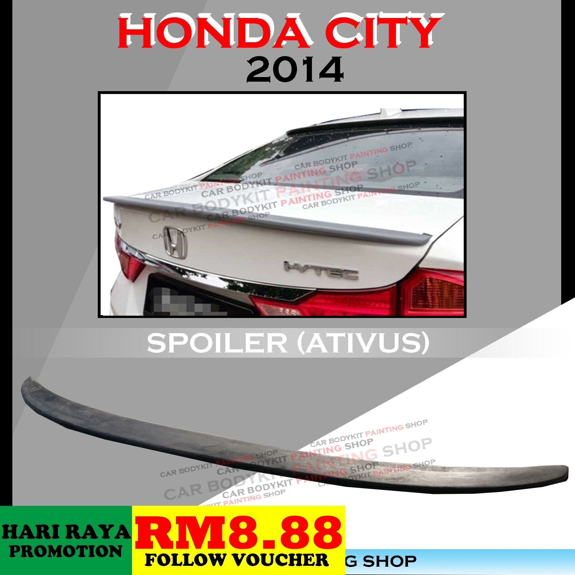 HONDA CITY 2003-2008 2009-2012 2014 SPOILER MDL GLASS SPOILER REAR ...