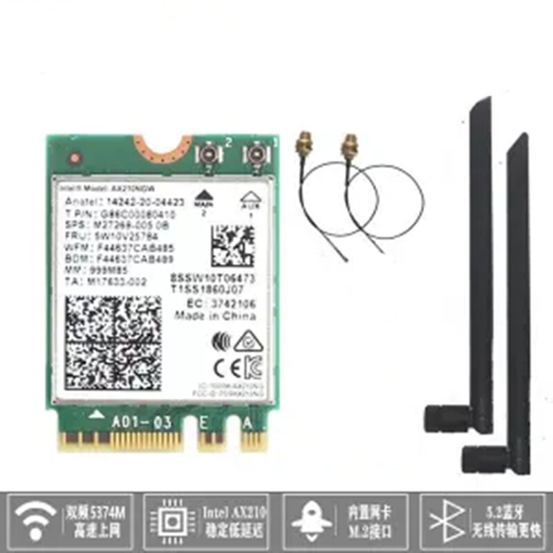 【ชุดเสาอากาศ การ์ดไร้สาย Intel AX210 WI-FI 6E บลูทูธ 5.2 Dual Band ...
