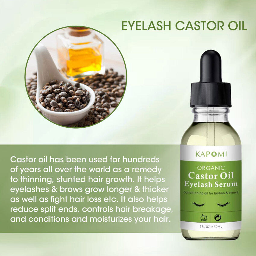 Natural Castor Oil Eyelashes Eyebrow Hair Growth Essential Oil ป้องกัน