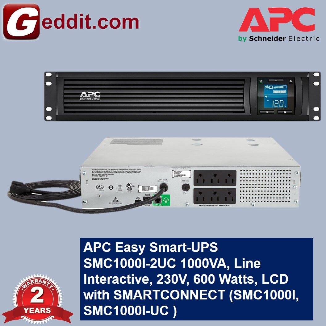 APC SMART-UPS C 1000VA LCD WITH SMARTCONNECT BLACK (SMC1000I-2UC / SMC1000I-2U) | Lazada