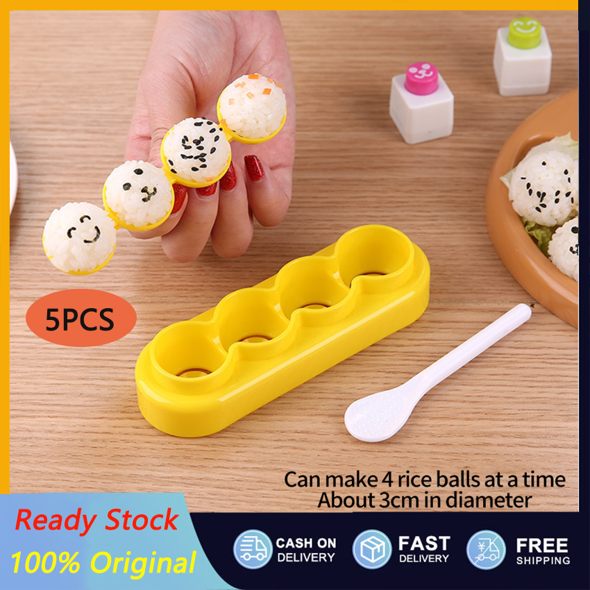 【100% Original】Cartoon Rice Ball Molds DIY Smiling Face Shape Sushi Maker Mould Seaweed Cutter ...