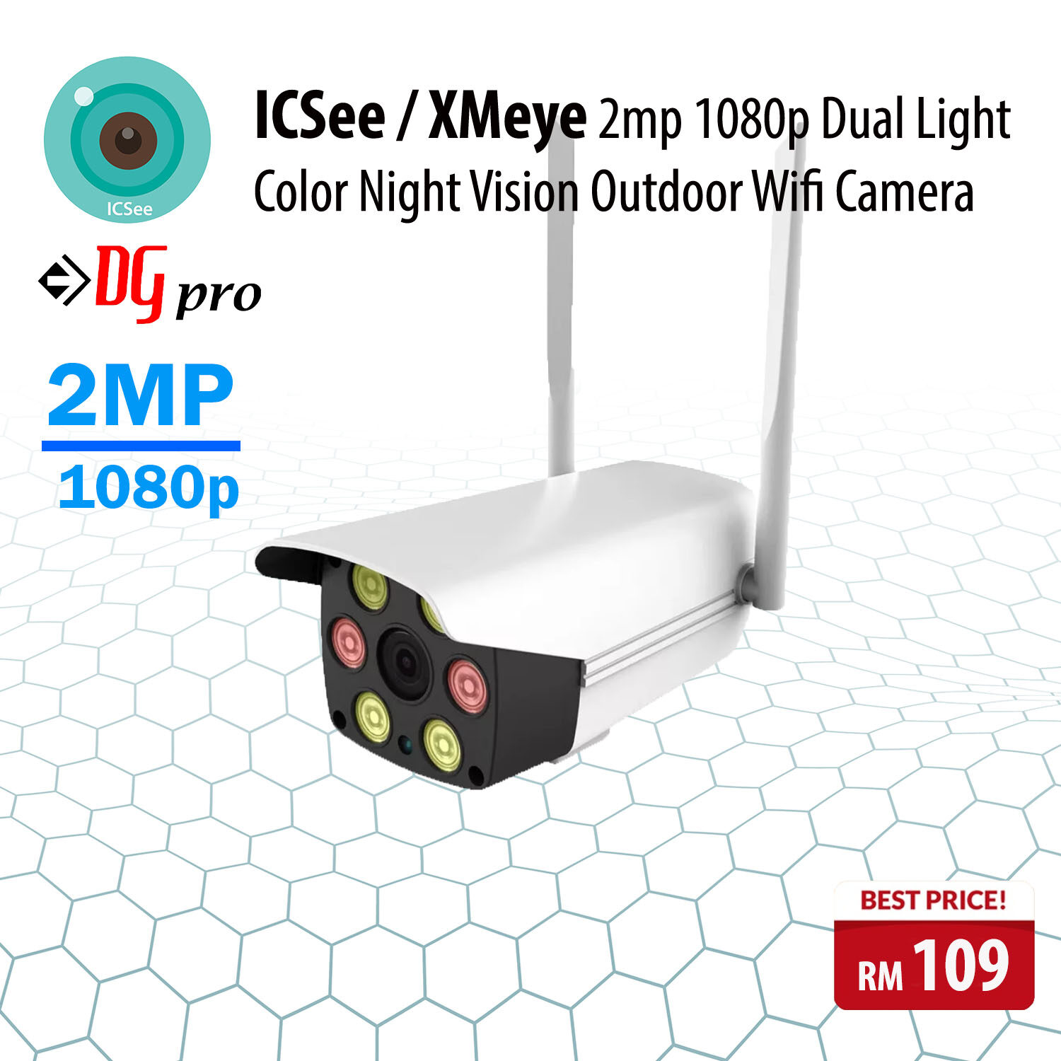 ICSee /XMeye 2MP Full HD 1080p Dual Light Color Night Vision Outdoor ...
