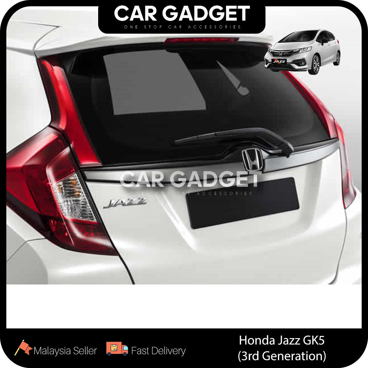 Honda Jazz Fit GK5 2014-2022 Rear Carbon Chrome Bar Rear Trunk Garnish ...