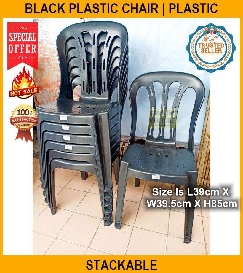 Black Plastic Chair | Plastic Black Chair | Stackable Chair | Kerusi ...