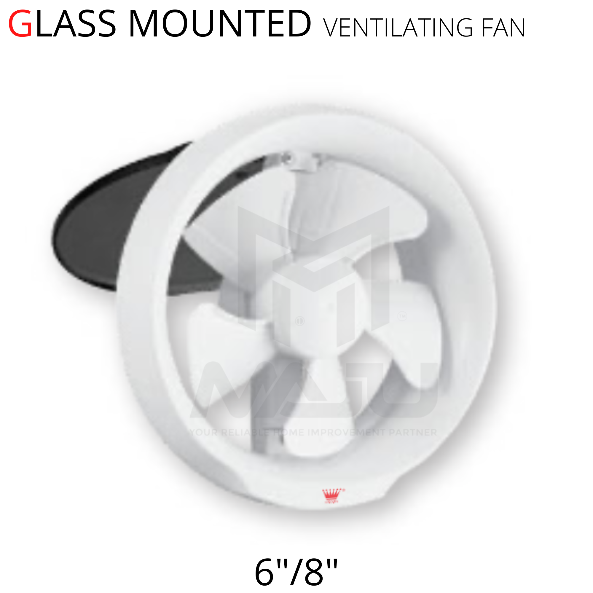 CROWN 6"/8" GLASS MOUNTED VENTILATING FAN | Lazada