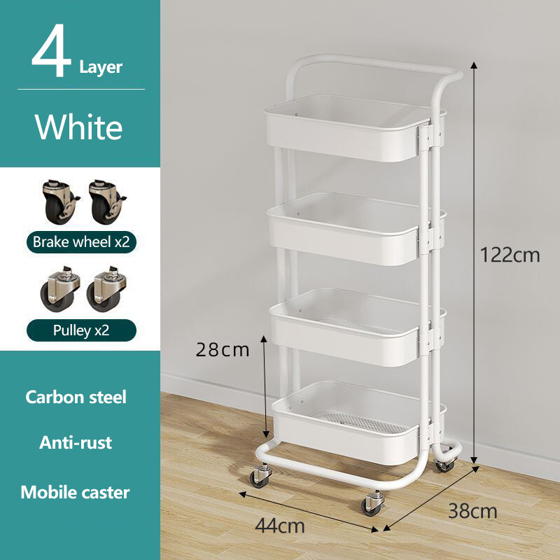 NINI Trolley 3/4 Tier Multifunction Storage Rack Office Shelves Home ...