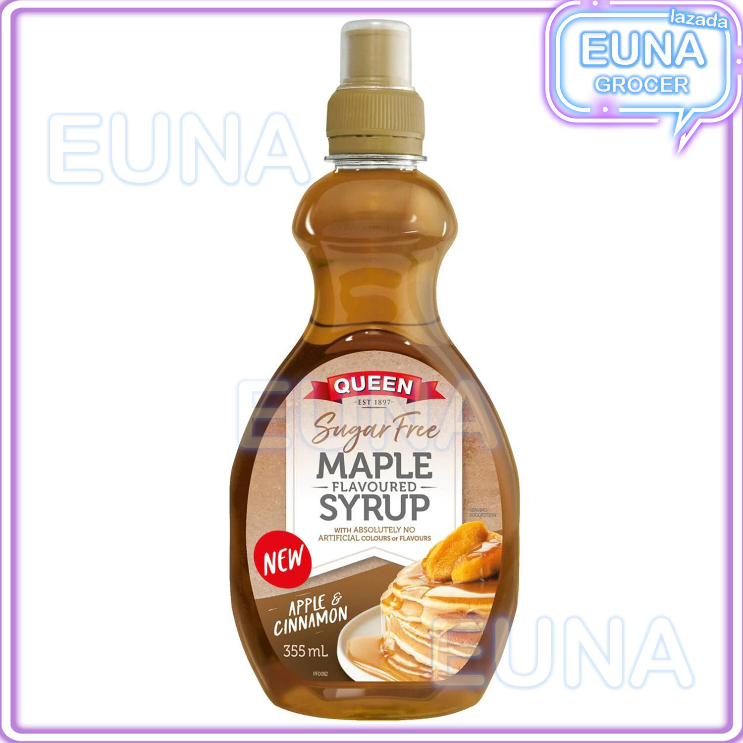Queen Sugar Free Maple Flavoured Syrup Original/Apple & Cinnamon 355ml ...