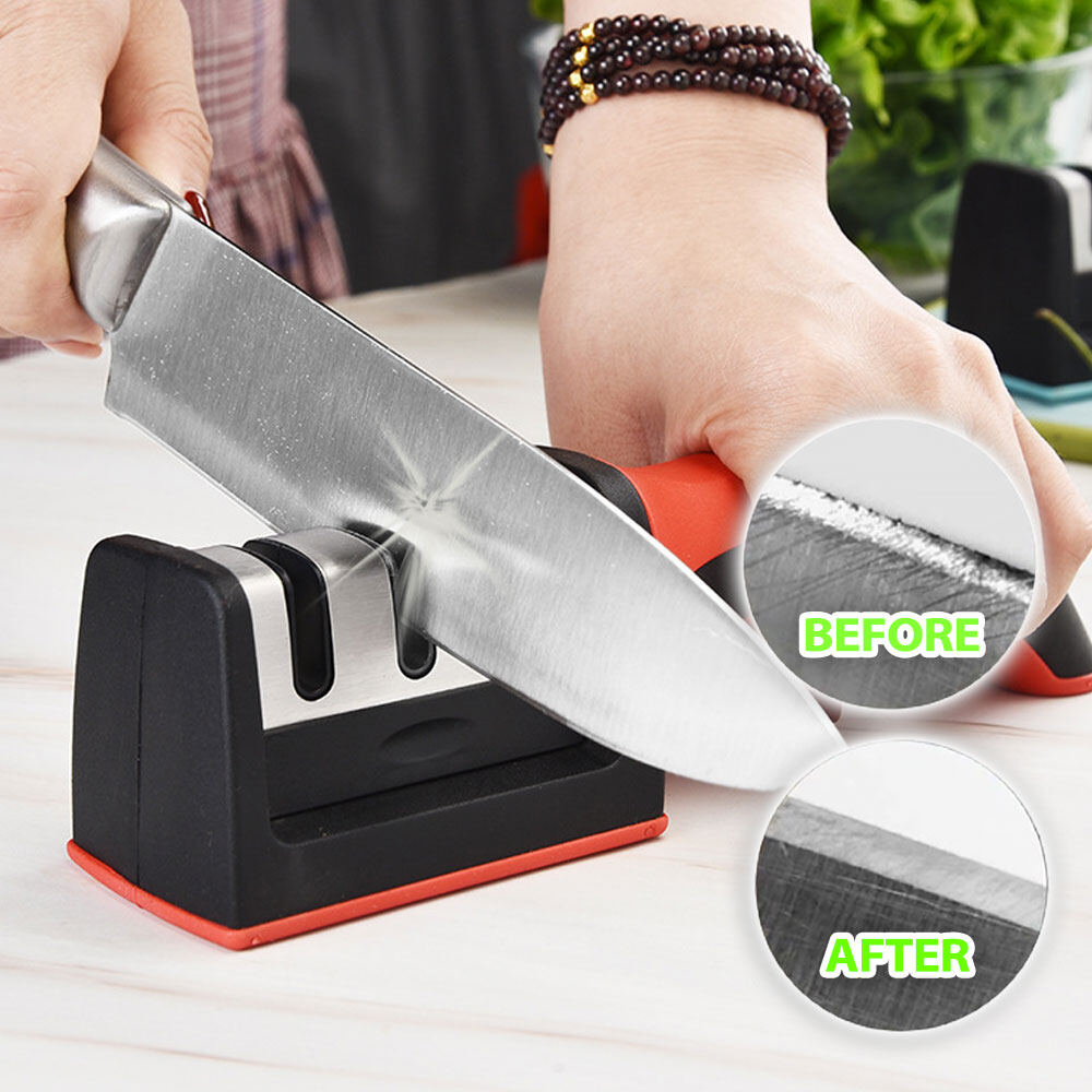 Knife Sharpener, 3 Levels Manual Sharpener With 1 finger Gift 【90％OFF】
