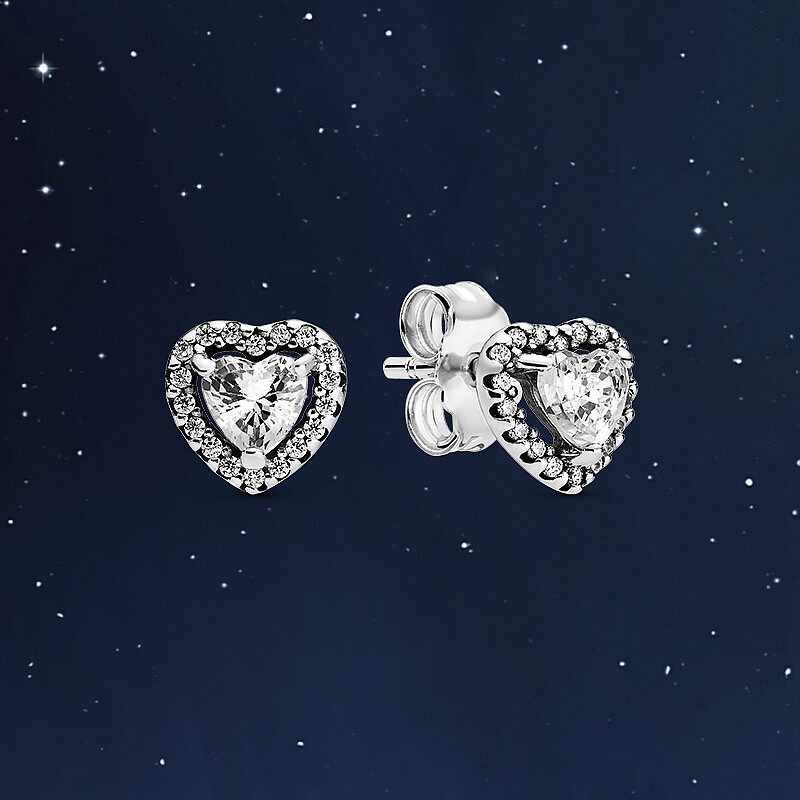PandoraˉStud Earrings Pandoraˉ Sublime Heart 925 Silver Stud Earrings ...