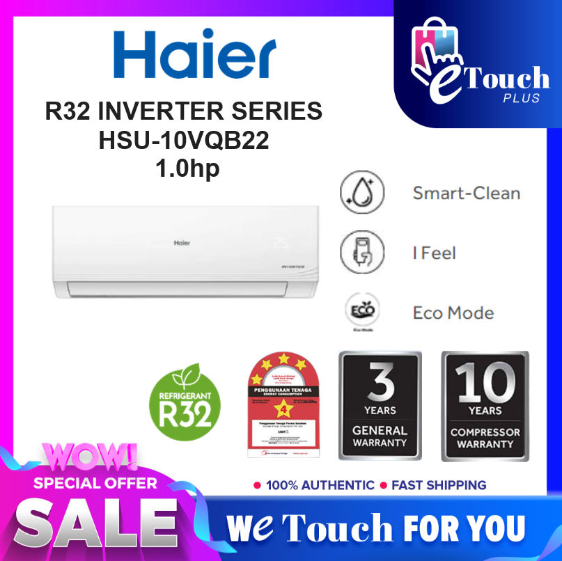 HAIER INVERTER R32 Air Conditioner with SMART CLEAN Digital Temperature ...