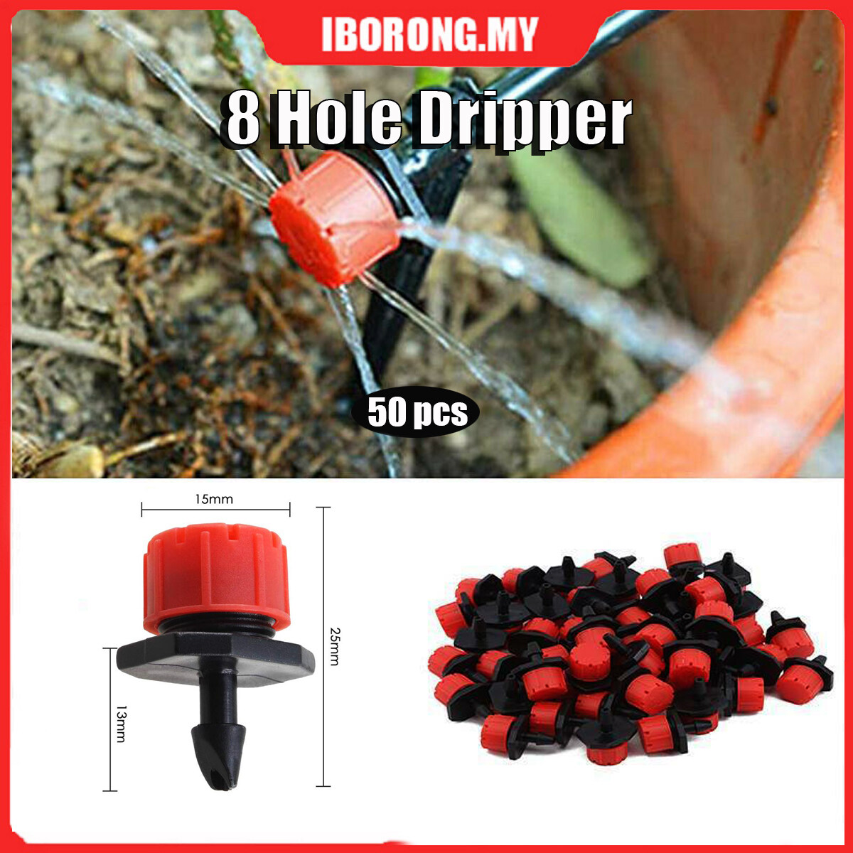 50pcs Adjustable 8 Hole Dripper Drip Irrigation System Fertigasi ...