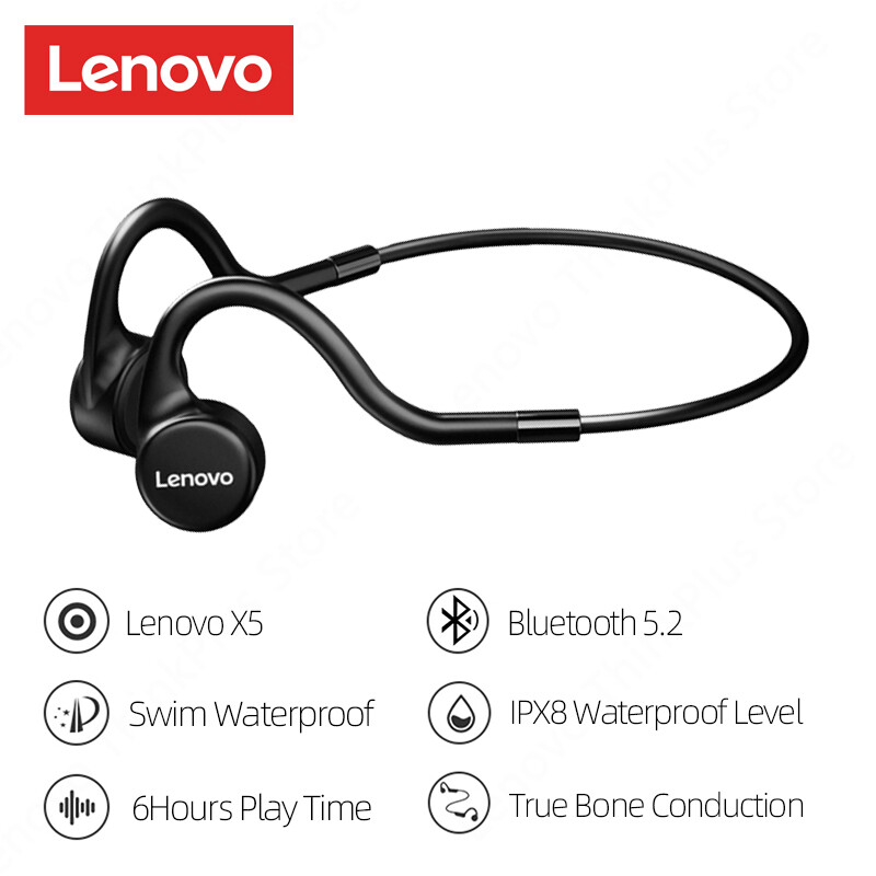 Lenovo X5 Bone Conduction Headphone IPX8 Waterproof For Sports Swimming ...