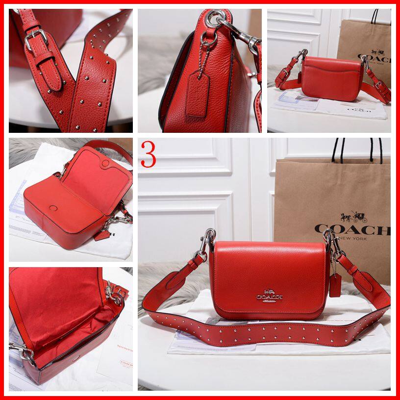 Coach Shoulder Bag Women Fashion Flip Crossbody Bag Lychee Pattern ...