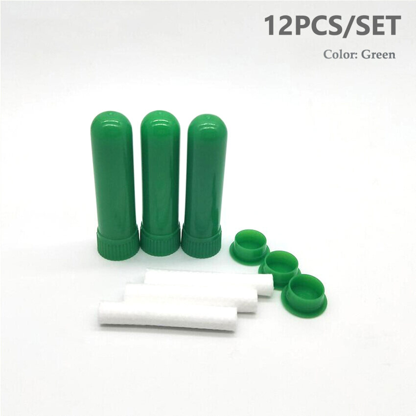 12Pcs/set Essential Colored Plastic Blank Nasal Aromatherapy Inhalers ...