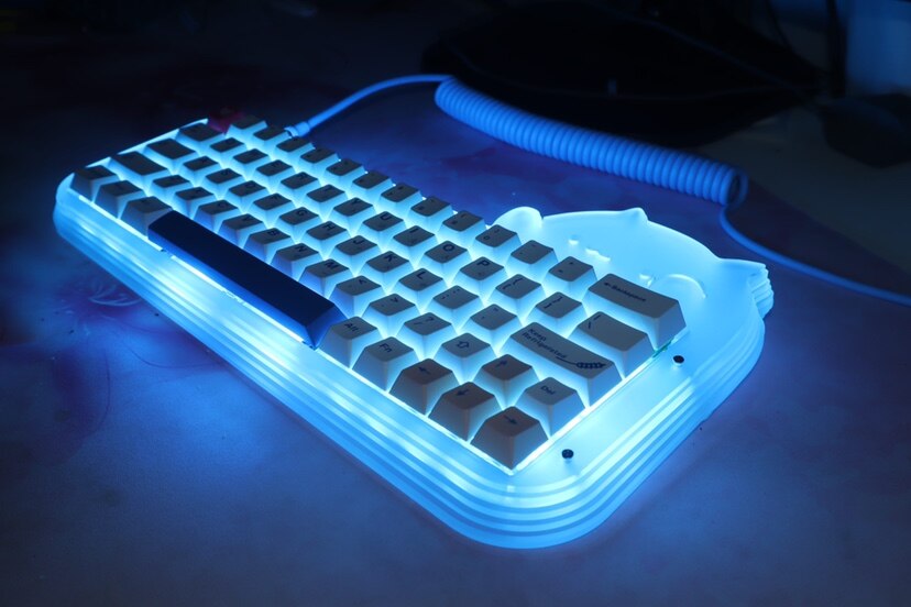 Mini Cat 64ชุด60% Hot Swappable อะคริลิค RGB คีย์บอร์ดแบบมีสาย Barebone ...