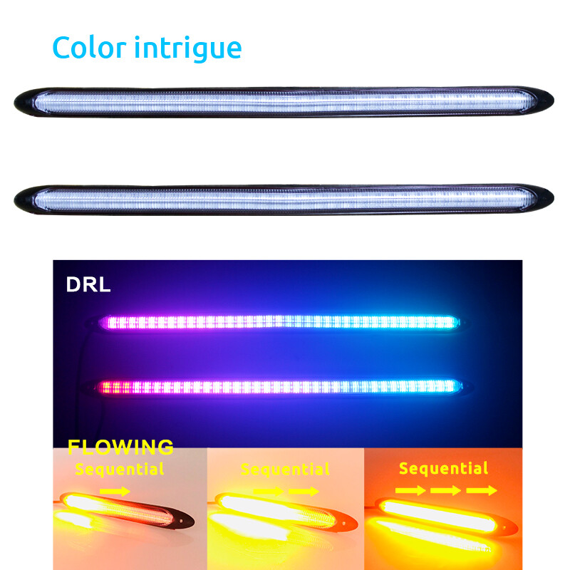 2ชิ้นรถยนต์ Drl Led กลางวันวิ่งไฟไหลเหลืองเลี้ยวสีขาว Drl สแกนกันน้ำไฟ ...