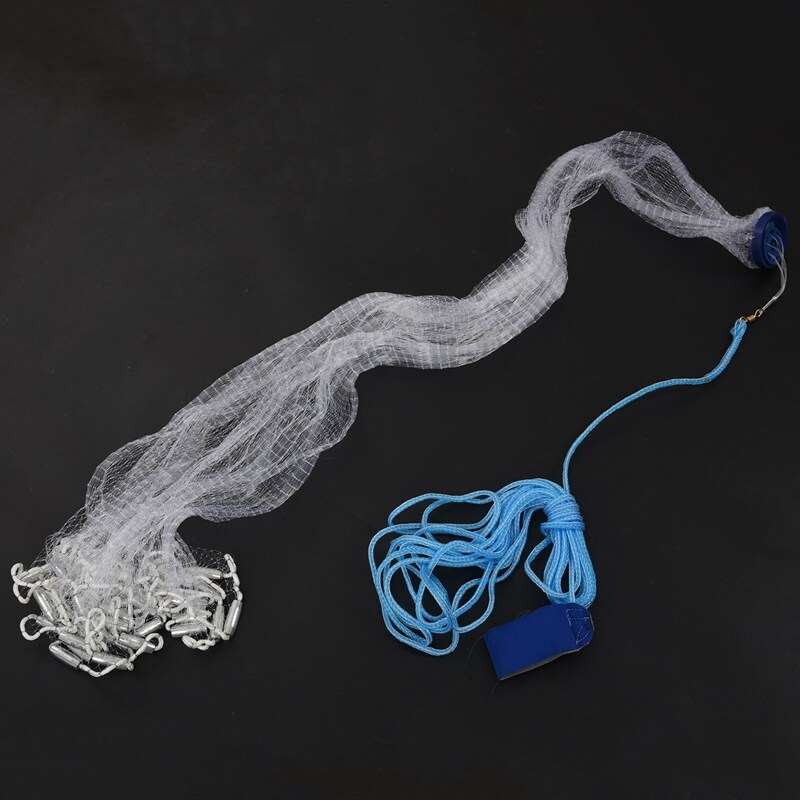 8Ft 2.4M Fishing Net Bait Easy Throw Hand Cast 3/4 inch Strong Nylon ...