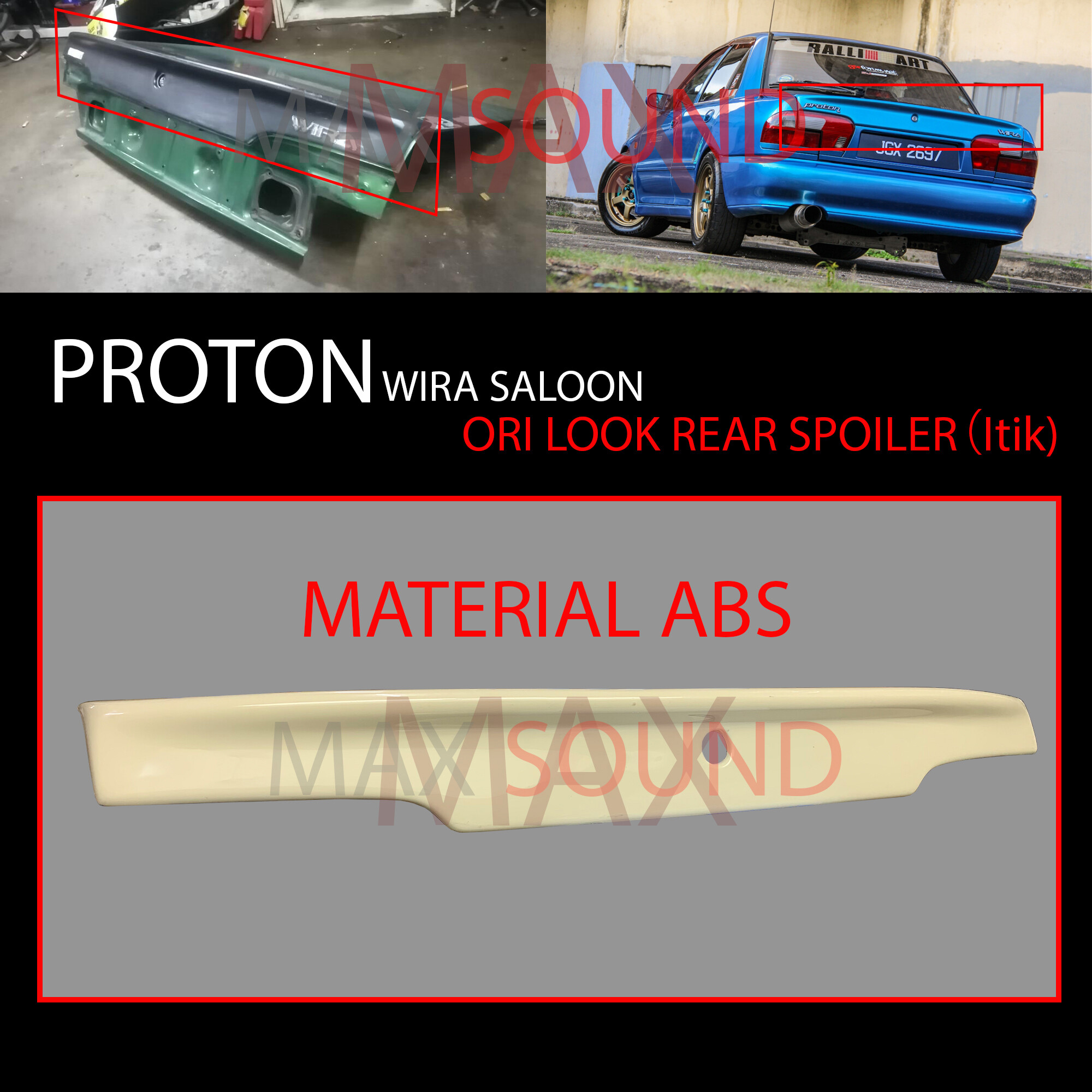 WIRA SALOON SEDAN 1:1 COPY ORI LOOK REAR SPOILER ITIK MATERIAL ABS | Lazada