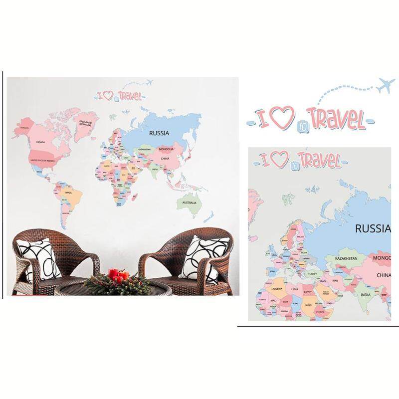 Colorful World Map Whole World Maps Wall Sticker Travel Map Rooms ...