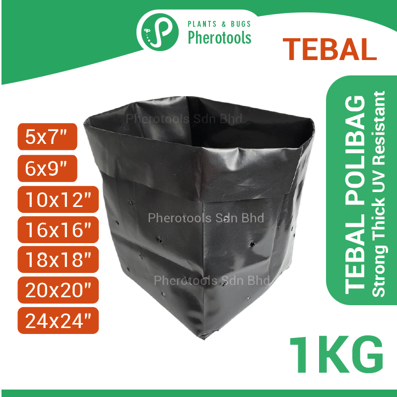 Pherotools 1Kg Thick UV Polibeg Polybag Fertigasi Polibag Hitam Nursery ...